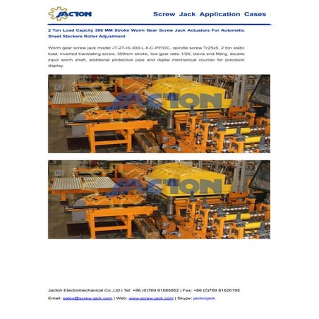 2 ton screw jack 300 mm stroke for Automatic Sheet Stackers Roller ...