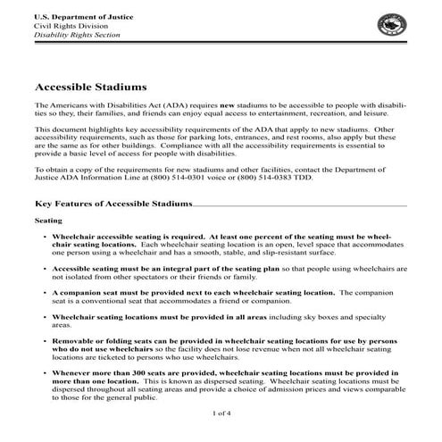 US Access Board Stadium Accessibility Guidelines | PDF