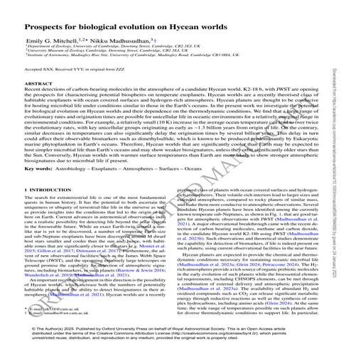 Prospects for biological evolution on Hycean worlds | PDF