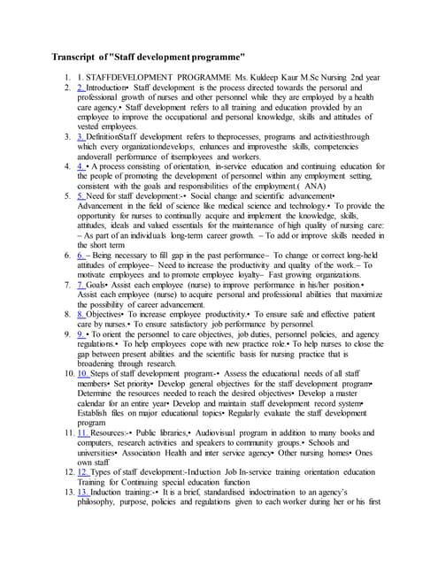 Staff development and welfare | PPTX