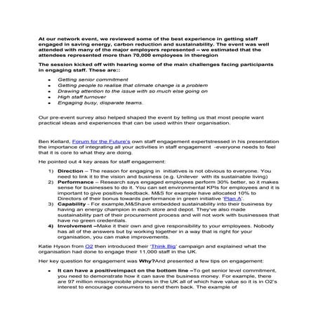 Staff engagement event write up | PDF