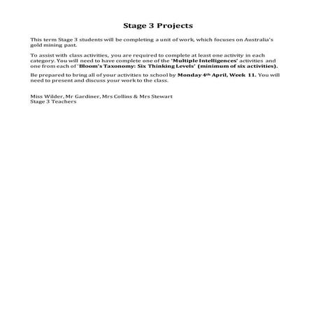 Stage 3 projects | DOCX