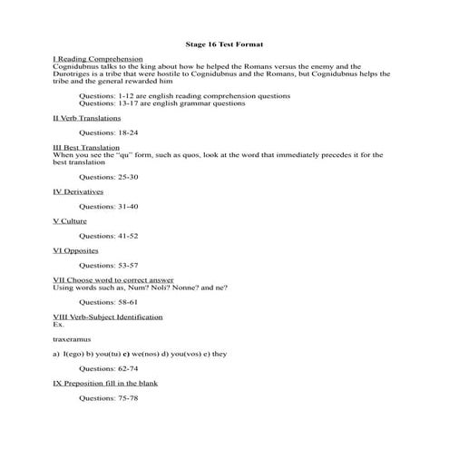 Stage 16 Test Format | PDF