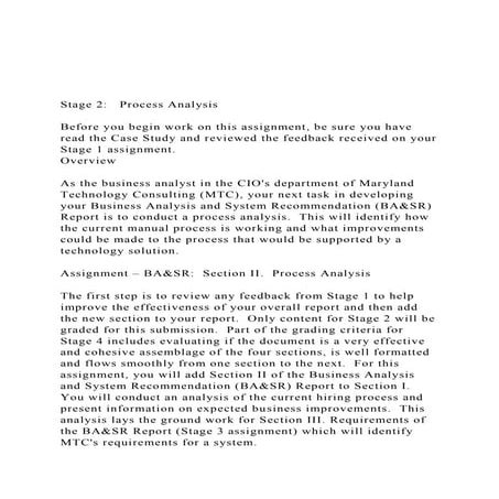 Stage 2 Process AnalysisBefore you begin work on this.docx