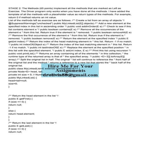Stage 2 The Methods 65 Points Implement All The Methods Tpdf 