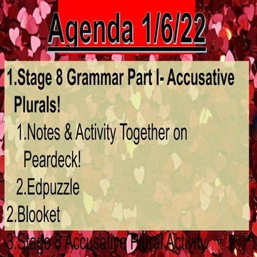 Stage 8 grammar accusative plural notes 1 4-222 | PPTX