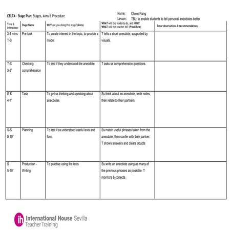 Example of a CELTA lesson plan | PDF