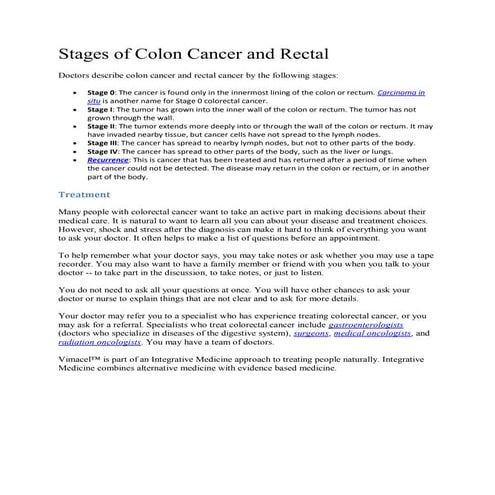 Stages of colon cancer and rectal | PDF