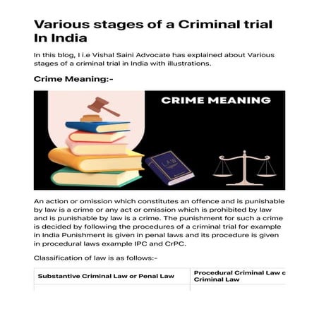 Various stages of a Criminal trial In India | PDF
