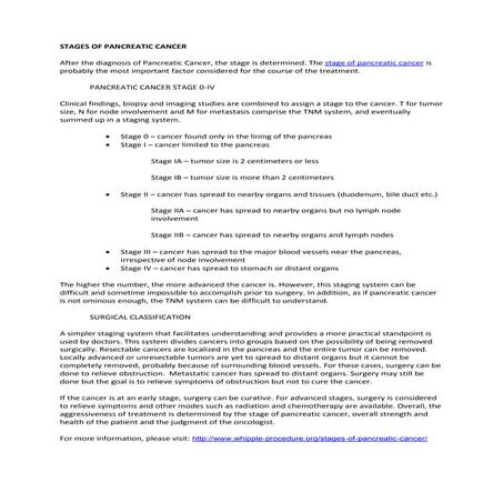 STAGES OF PANCREATIC CANCER | PDF