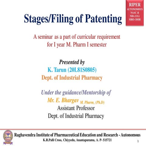Stages/ Filing of Patenting | PDF