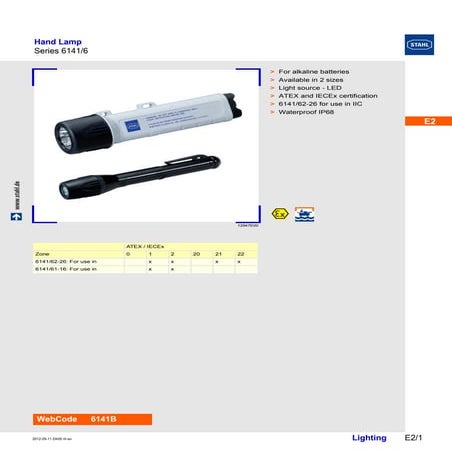 Stahl 6140 Hand Lamp With Batteries - ATEX Zone 1 Zone 2 Hazardous Area ...