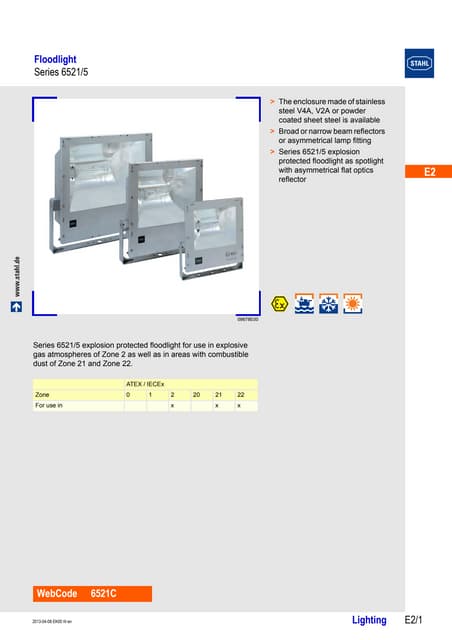 Stahl 6388 Bulkhead Light Fitting - ATEX Zone 1 Zone 2 Hazardous Area ...