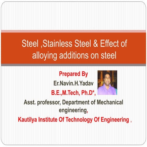 Steel ,Stainless Steel & Effect of alloying additions on steel | PPTX