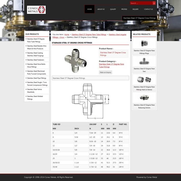 Stainless steel 37 degree cross fittings | PDF