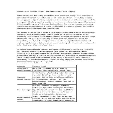 Stainless Steel Pressure Vessels The Backbone of Industrial Integrity.docx