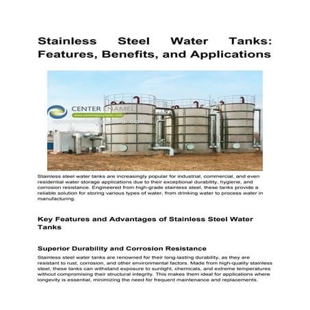 Stainless Steel Water Tanks_ Features, Benefits, and Applications.docx ...