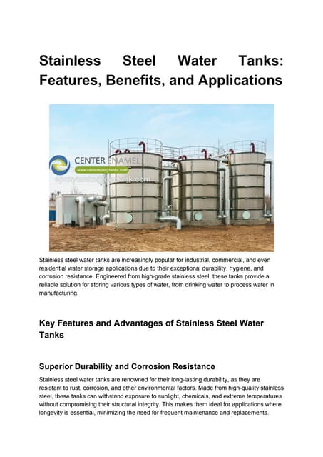 Ss tanks features | PDF