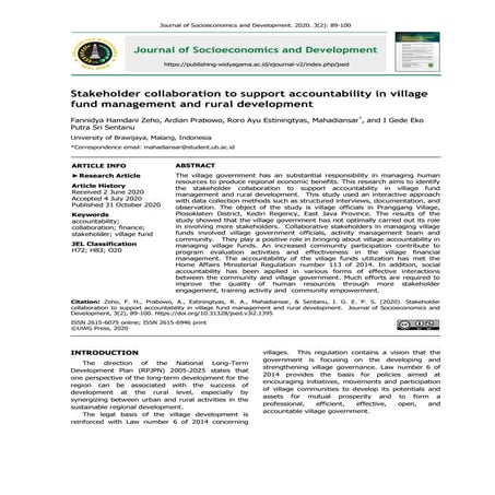 Stakeholder collaboration to support accountability in village fund ...