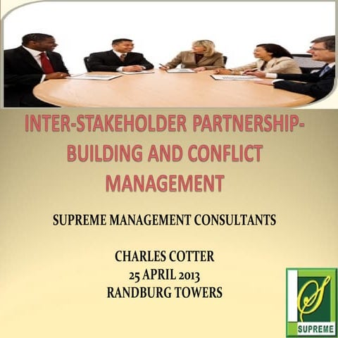 Stakeholder Relations Management and Conflict Resolution | PPT
