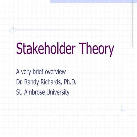 stakeholder theory and management....... | PPT