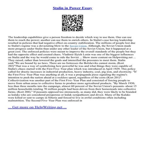Stalin In Power Essay | PDF | Political Issues & policy | Politics