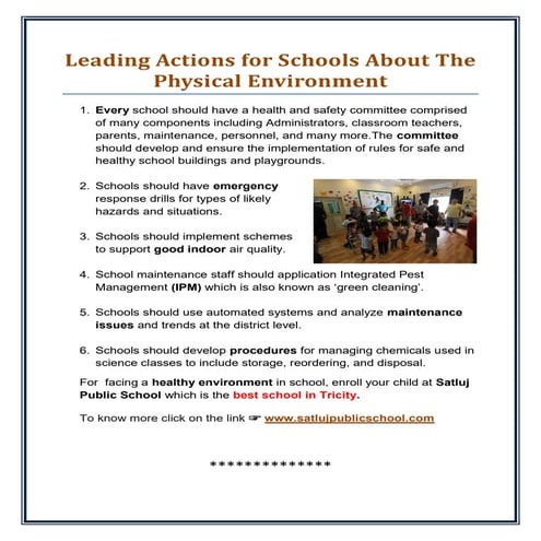 Leading Actions for Schools About The Physical Environment | PDF