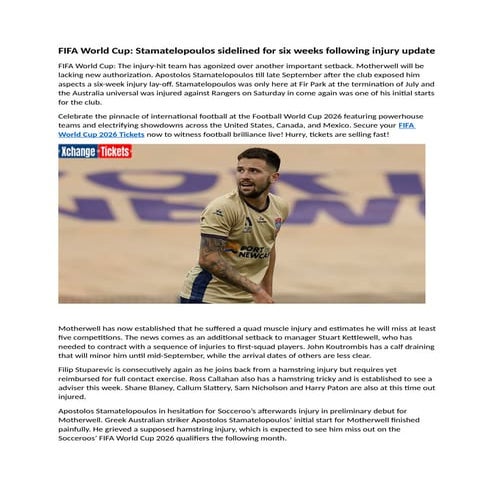 Stamatelopoulos aspects six weeks out as Motherwell stretch injury ...