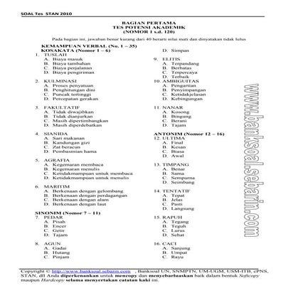 SOAL LATIHAN MASUK STAN | PDF