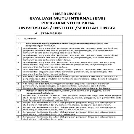 Standar mutu-emi2 | PDF