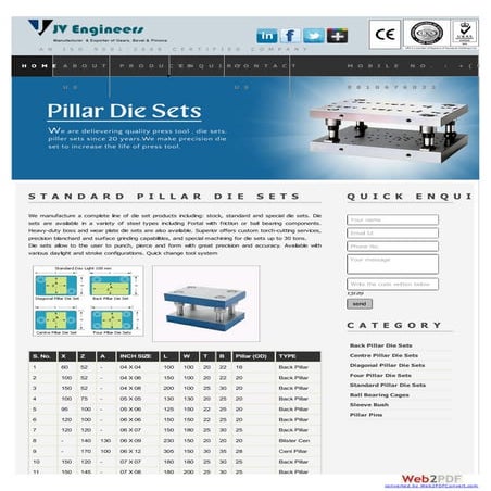Standard pillar-die -sets -india | PDF