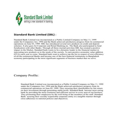 Standard bank limited | DOCX