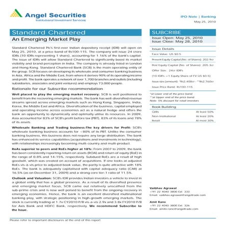 Standard chartered ipo note - 25-05-10 | PDF | Business Banking ...