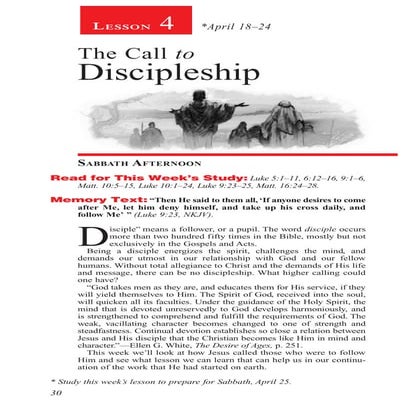 Lesson 4 | Standard edition | The Call to Discipleship | The Book of ...