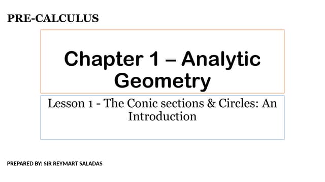 Pre Calculus Lesson 1 Conic Sections And Circles Pptx Geography Science