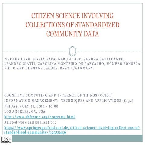 Citizen Science Involving Collections of Standardized Community Data | PPT