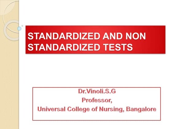 Standardized and non-standardized tests | PPT