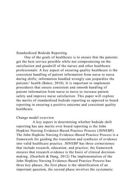 EBP Bedside Handoff and Patient Satisfaction | PDF | Healthcare ...