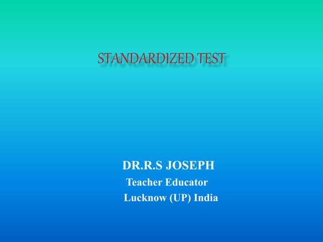 Standardized and non-standardized tests | PPT | Standardized Testing ...