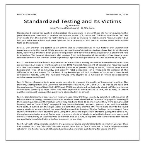 Standardized testing and its victims | DOCX