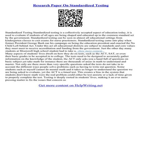 Standardized Testing Essay | PDF