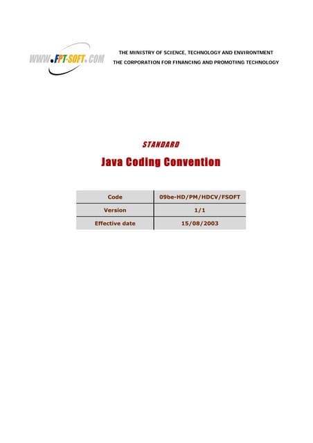 Standard Java Coding Convention Pdf