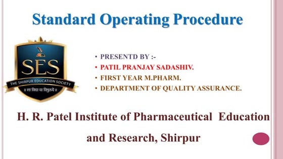 Standard operating procedure (sop) | PPTX