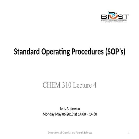 Standard operating procedures (SOPs) for medical laboratory | PPTX