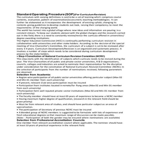 Standard operating procedures for curriculum revision | DOCX