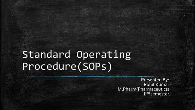 SOP- Standard Operation Procedure. | PPTX