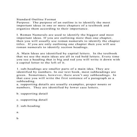 Standard Outline FormatPurpose The purpose of an outline is to.docx