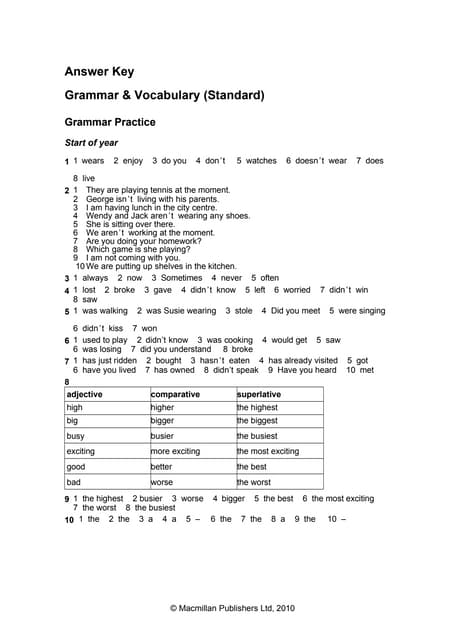 Project 4th Edition Workbook 4 Answer Key | PDF | Sports