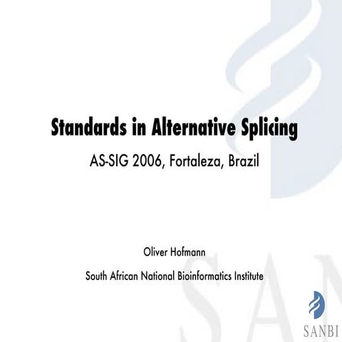 Standards in Alternative Splicing | PPT