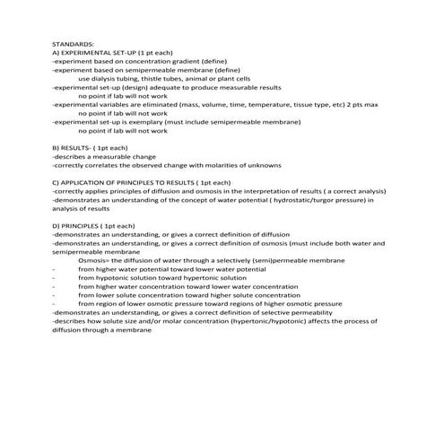 Standards for 1st free response cell unit test.; | PDF